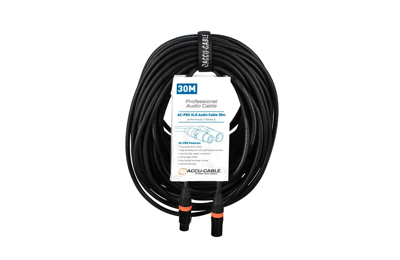 ACCU-CABLE AC-PRO Audio Cable 3-pin XLR Male - 3-pin XLR Female 30m